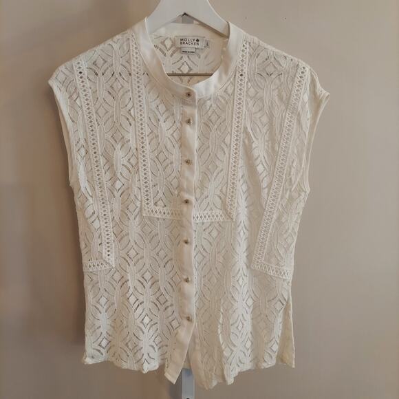 Molly Bracken | Tops | Molly Bracken Large White Lace Blouse Boho Chic ...